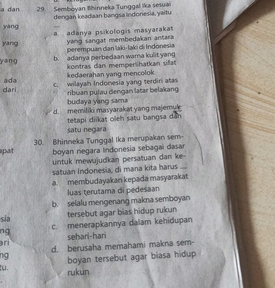 29. Semboyan Bhinneka Tunggal Ika sesuai | StudyX