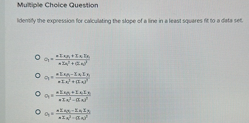 Identify the expression for calculating the | StudyX