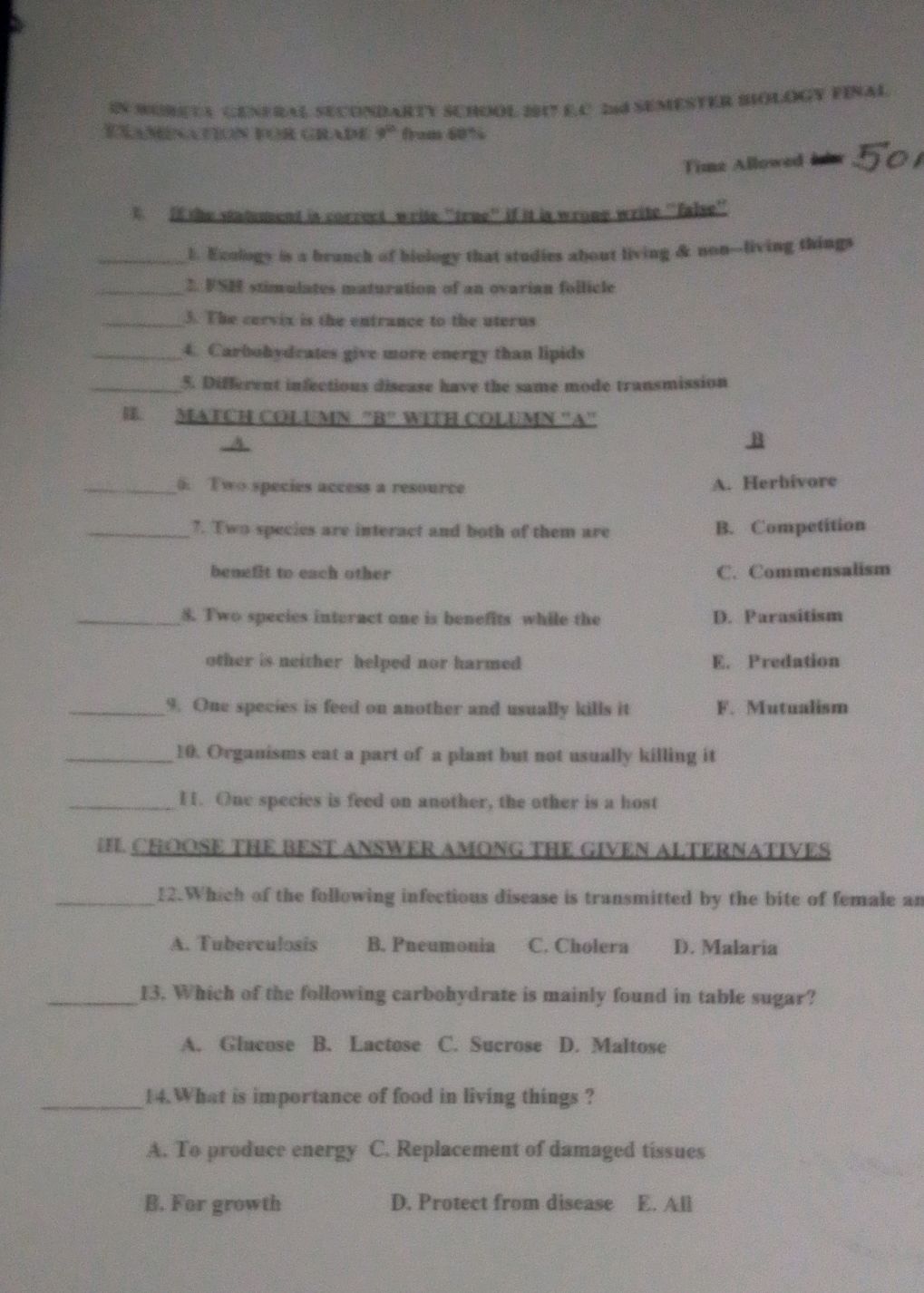 I. If the statement is correct write "true" | StudyX