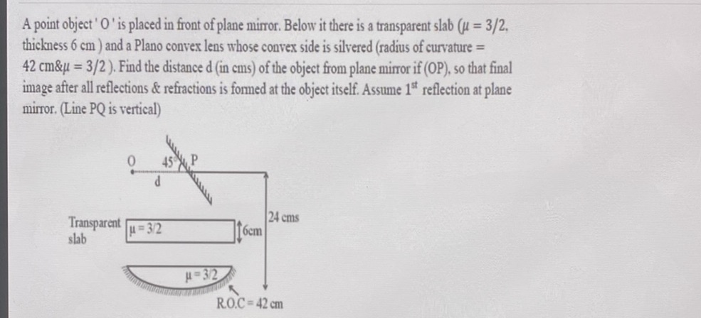 A point object 'O' is placed in front of | StudyX