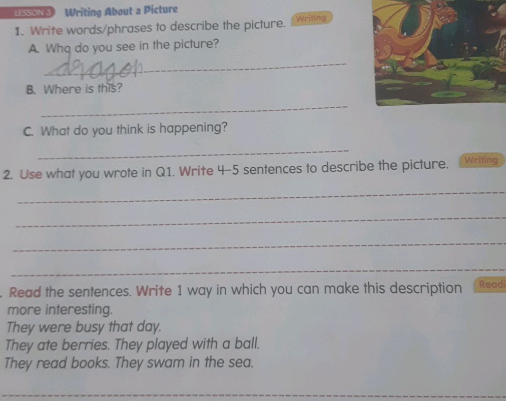 1. Write words/phrases to describe the | StudyX