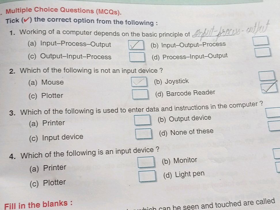 Multiple Choice Questions (MCQs). Tick ( ) | StudyX