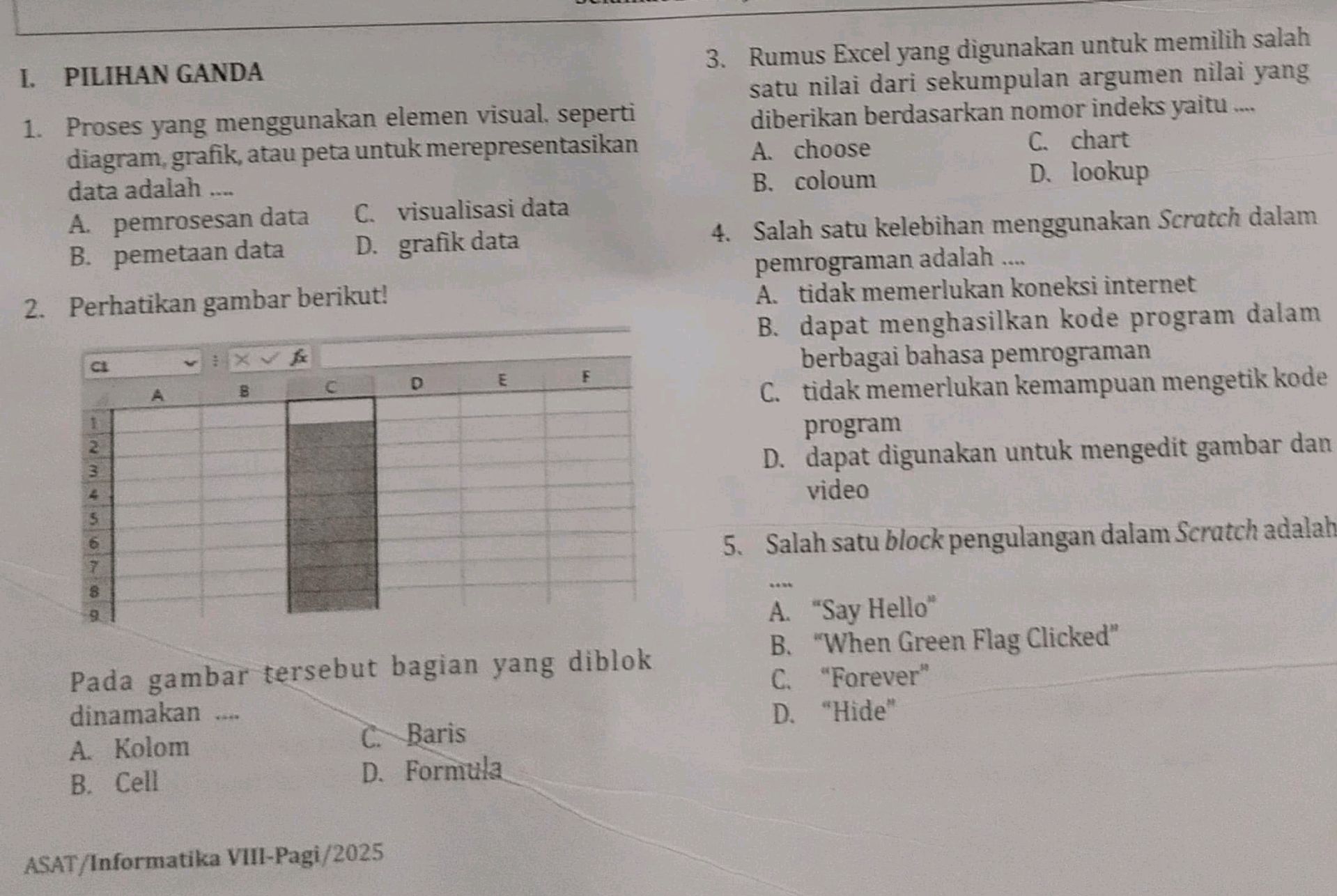 1. Proses yang menggunakan elemen visual, | StudyX