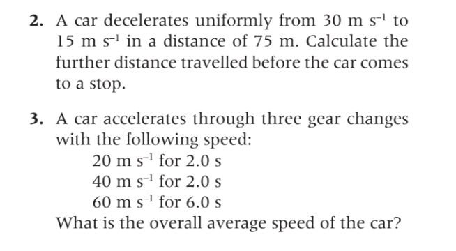 2. A car decelerates uniformly from 30 m s⁻¹ | StudyX