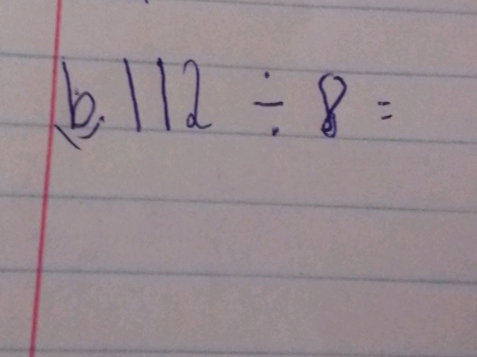 Division problem: 112 divided by 8 | StudyX