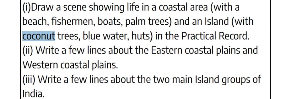 (i) Draw a scene showing life in a coastal | StudyX