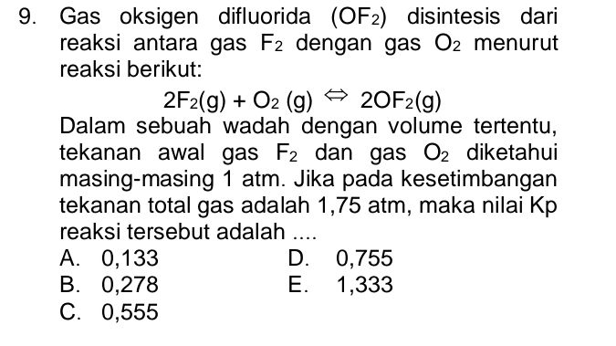 9. Gas oksigen difluorida (OF2) disintesis | StudyX