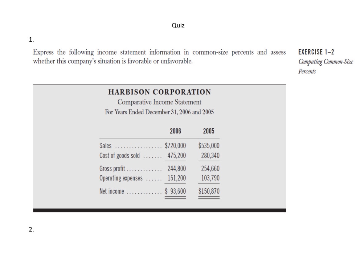 1. Express the following income statement | StudyX
