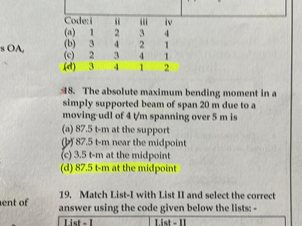 18. The absolute maximum bending moment in a | StudyX