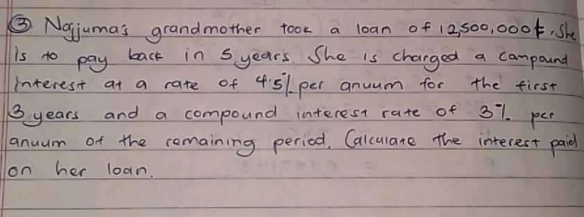 Najjuma's grandmother took a loan of | StudyX