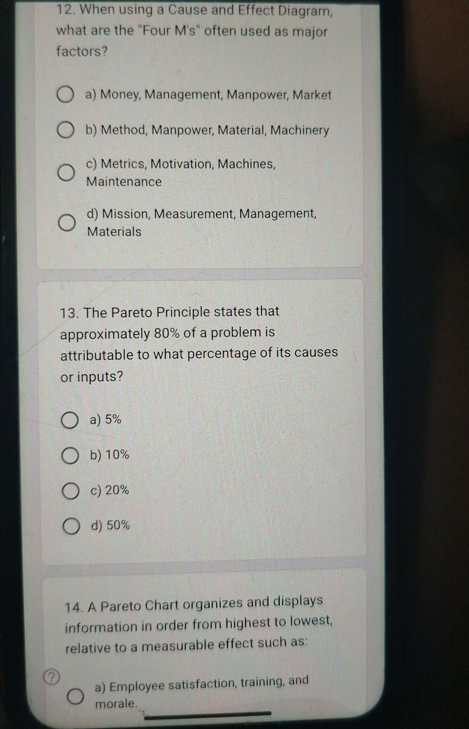 12. When using a Cause and Effect Diagram, | StudyX