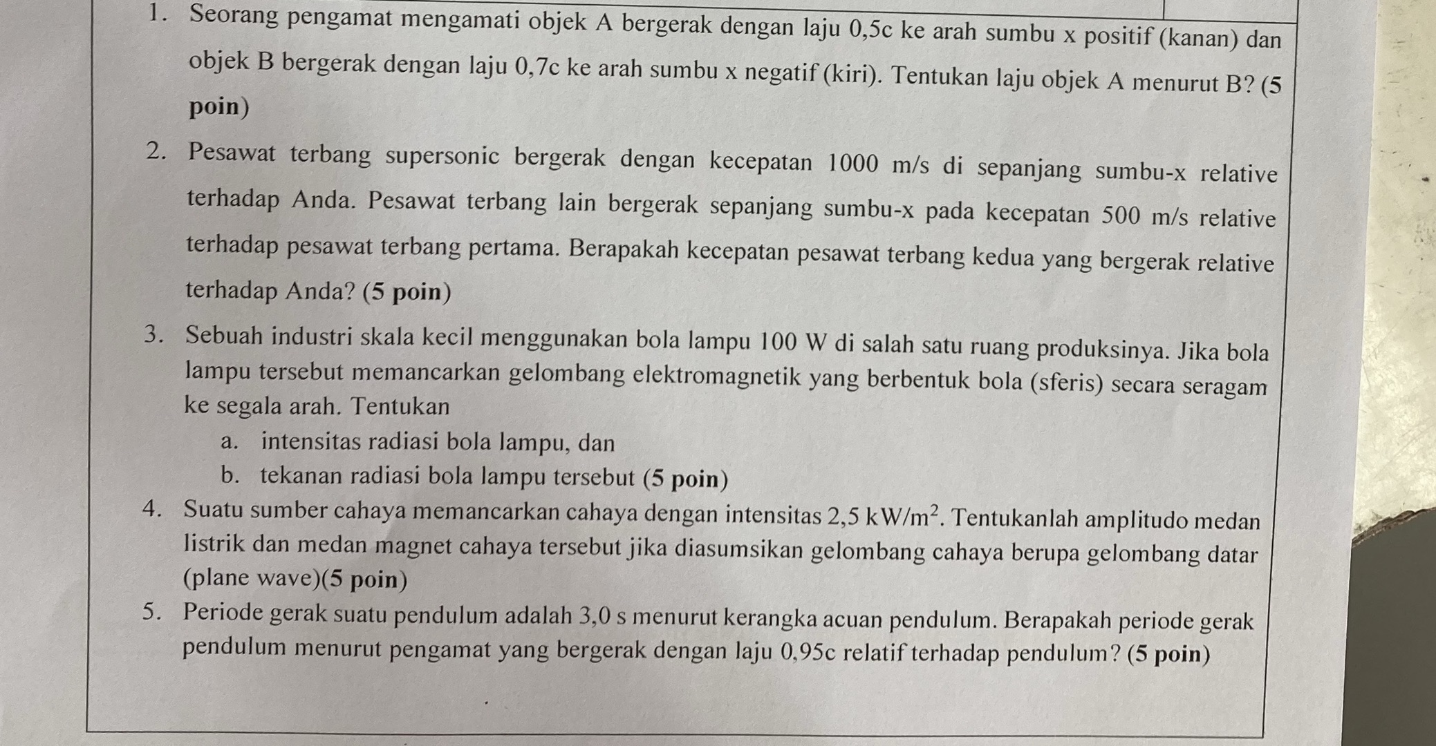 1. Seorang pengamat mengamati objek A | StudyX