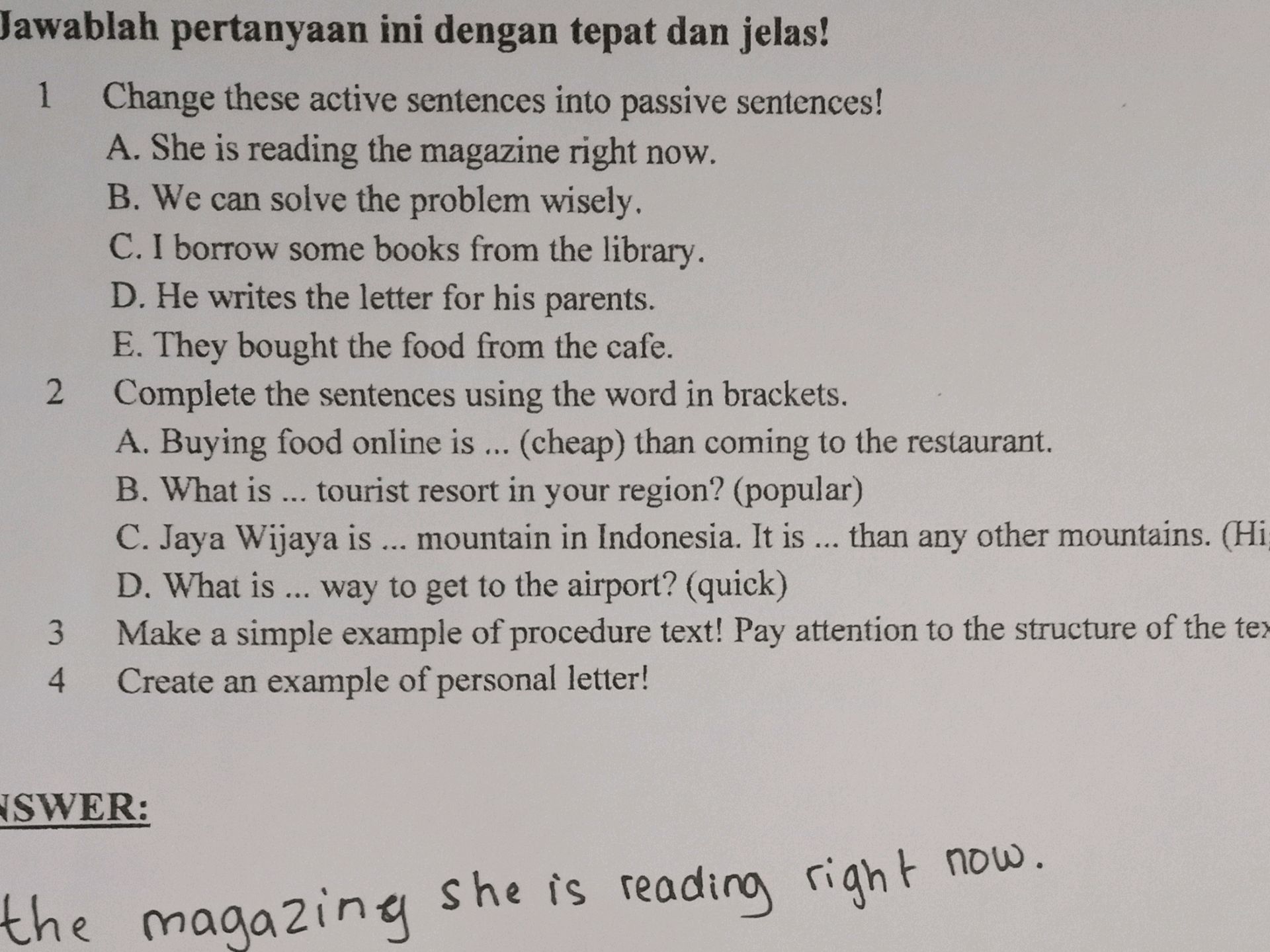 1 Change these active sentences into passive | StudyX