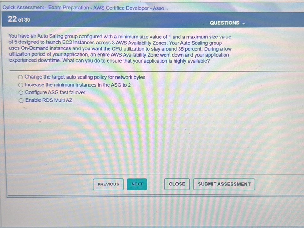 You have an Auto Saling group configured | StudyX