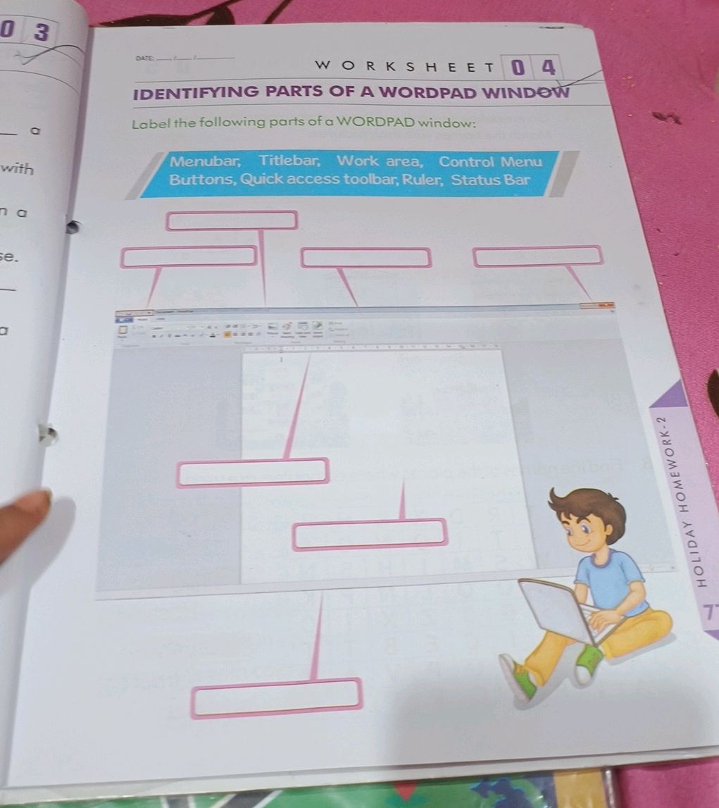Label the following parts of a WORDPAD | StudyX