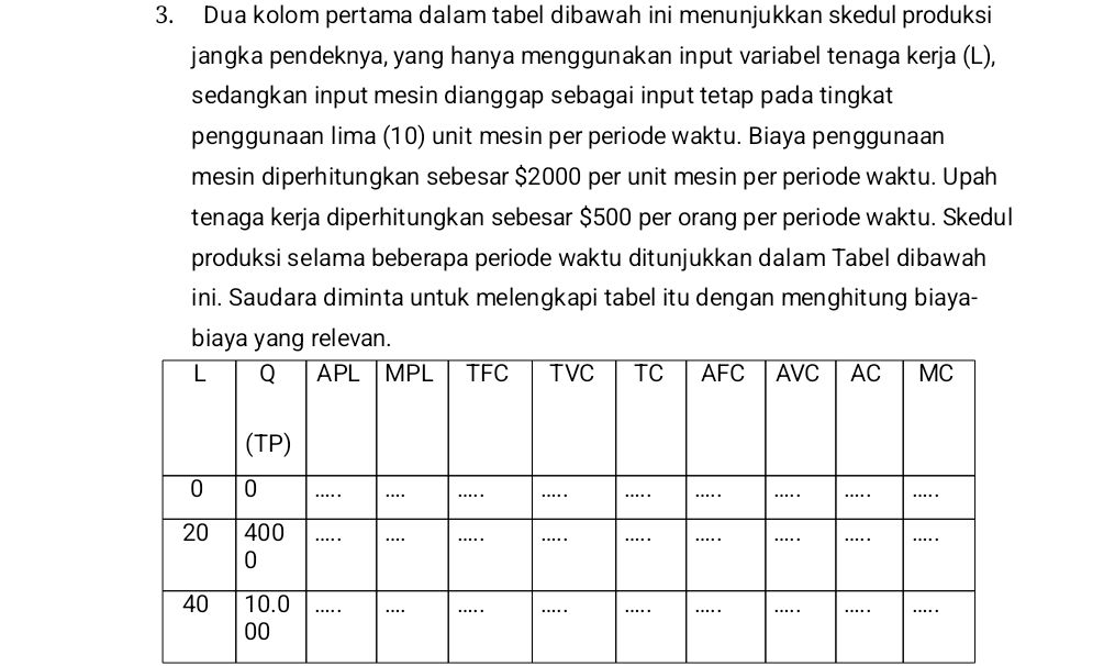 3. Dua kolom pertama dalam tabel dibawah ini | StudyX