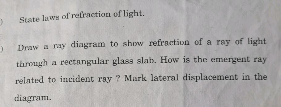 State laws of refraction of light. Draw a | StudyX