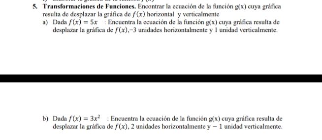 5. Transformaciones de Funciones. Encontrar | StudyX