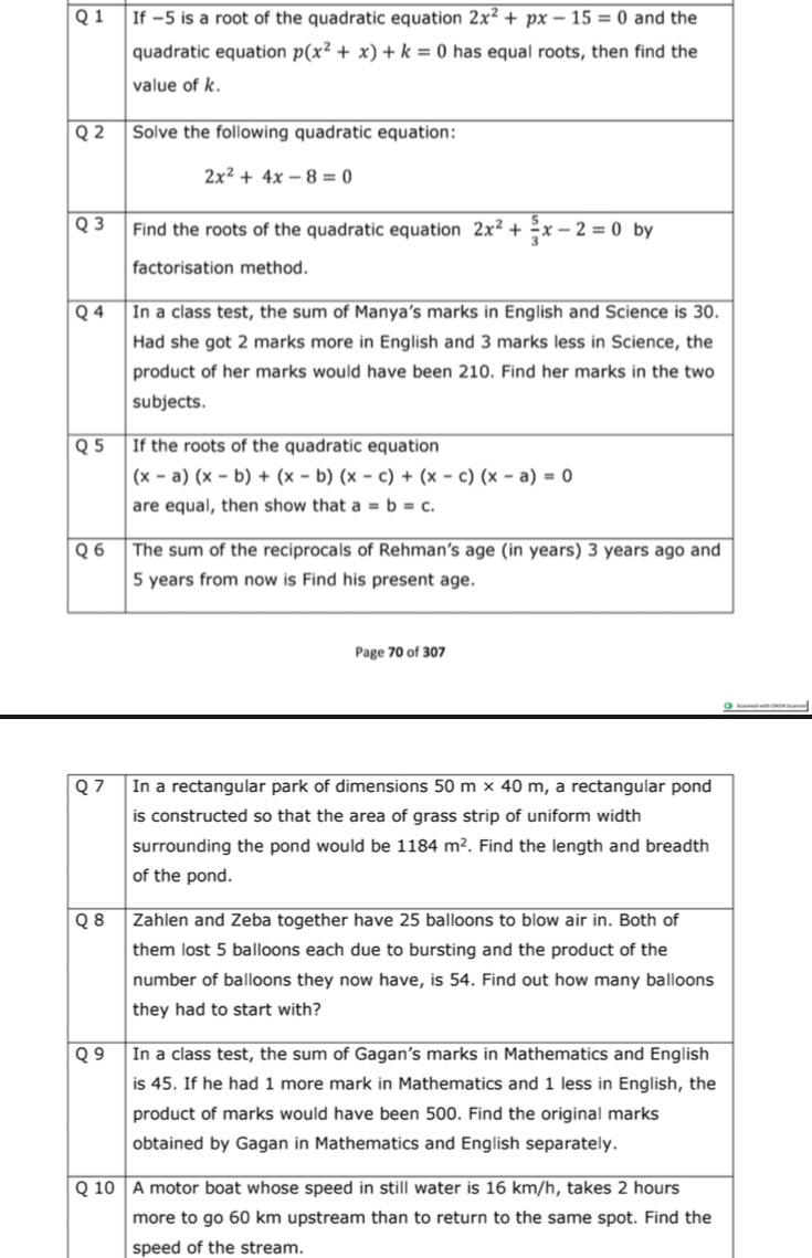 Q 1 If -5 is a root of the quadratic | StudyX