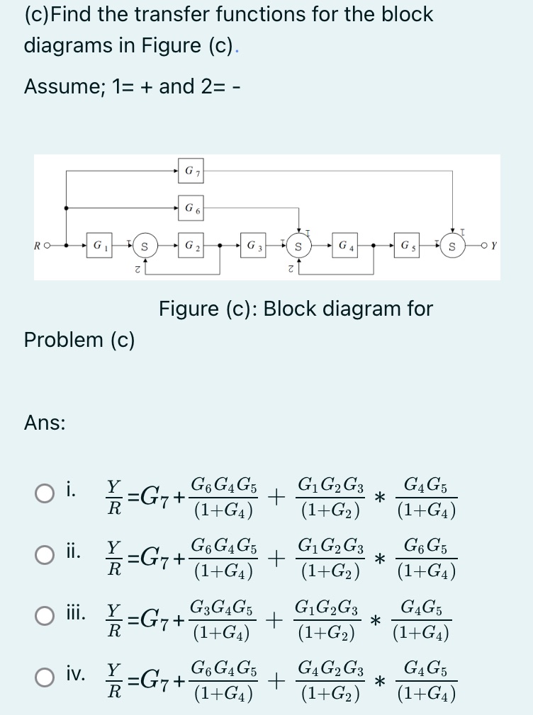 (c) Find the transfer functions for the | StudyX