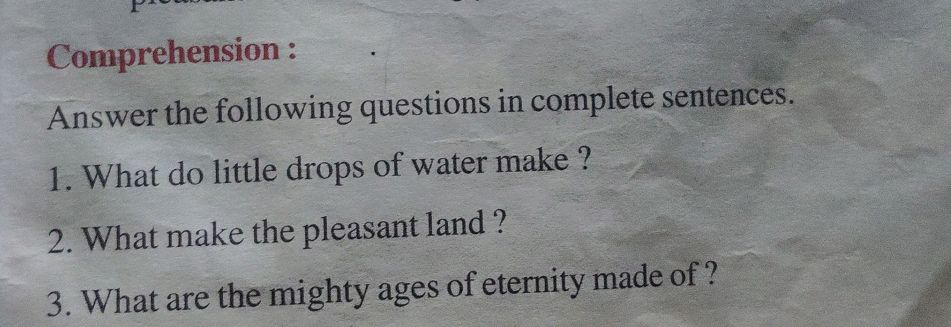 Comprehension : Answer the following | StudyX