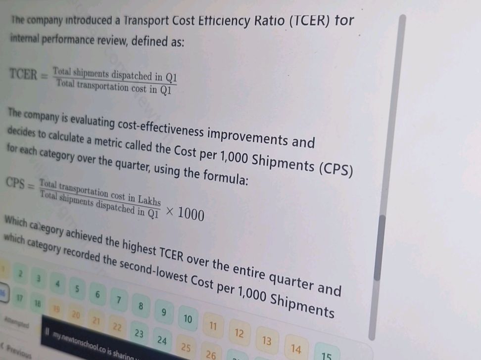 The company introduced a Transport Cost | StudyX