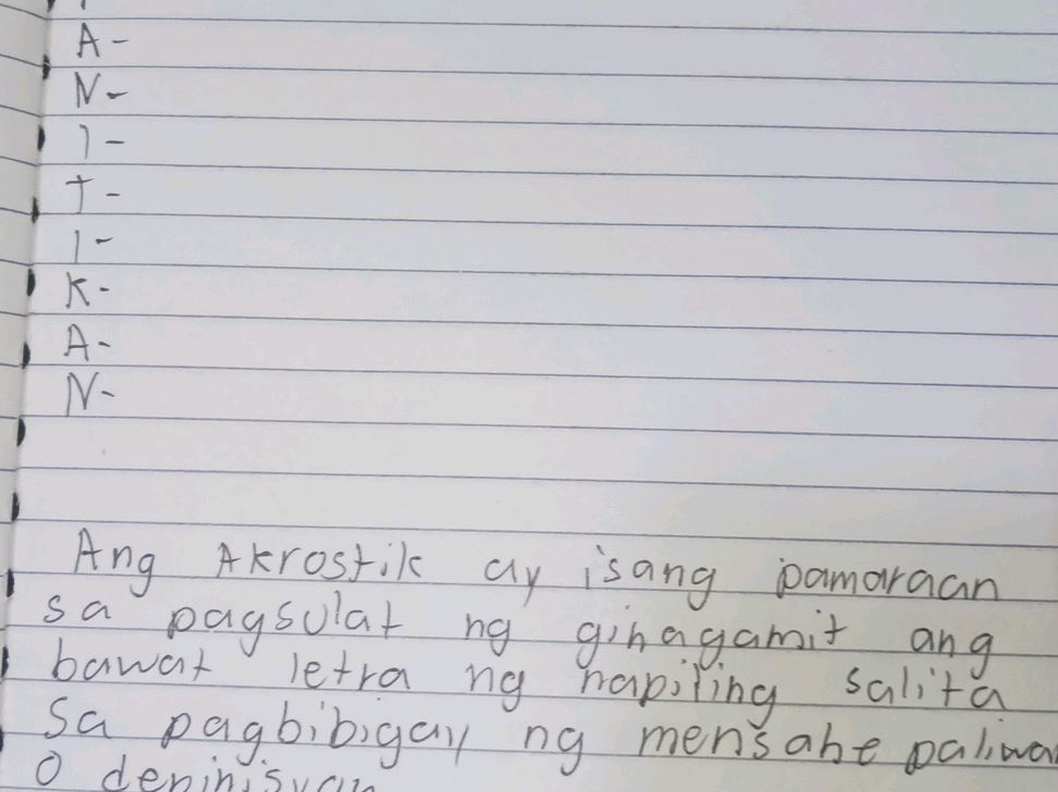 A- N- I- T- I- K- A- N- Ang Akrostik ay | StudyX