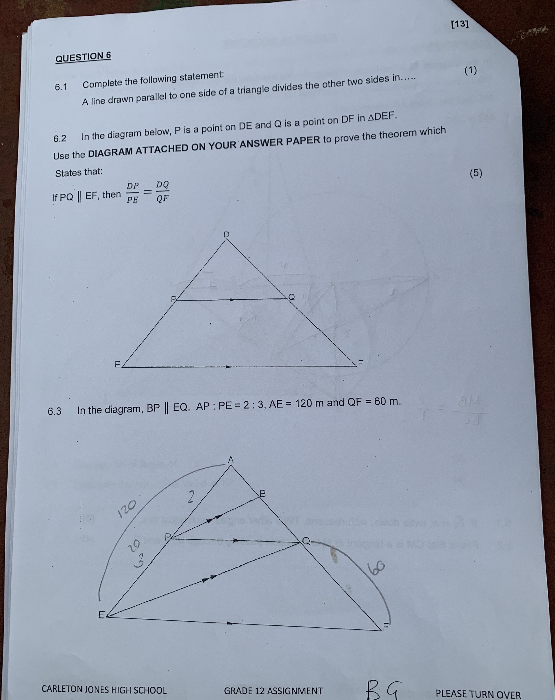 6.1 Complete the following statement: A line | StudyX