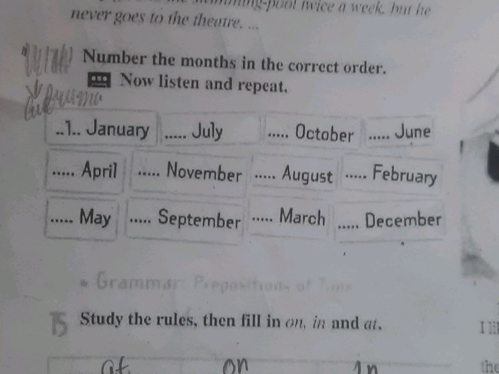Number the months in the correct order. | StudyX