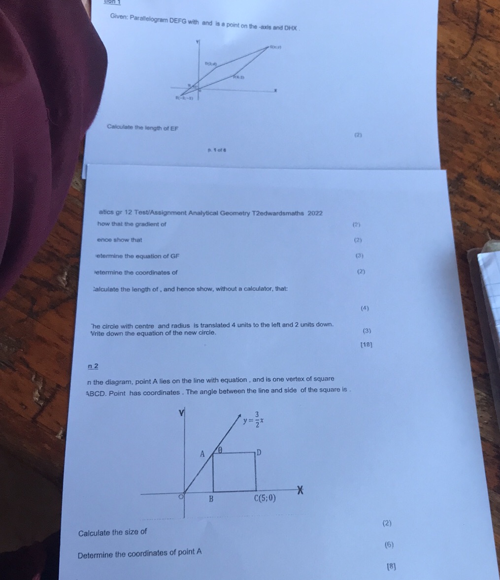Given: Parallelogram DEFG with and is a | StudyX