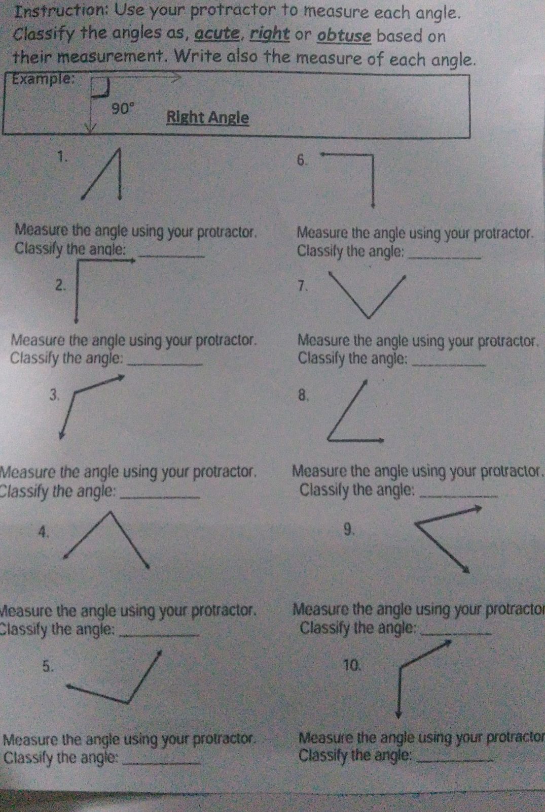 Instruction: Use your protractor to measure | StudyX