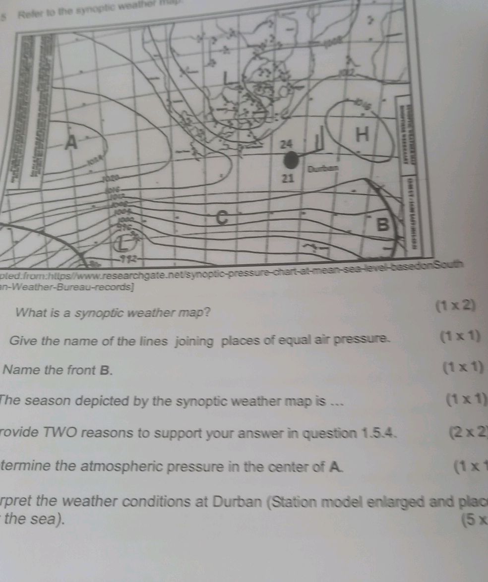 What is a synoptic weather map? Give the | StudyX