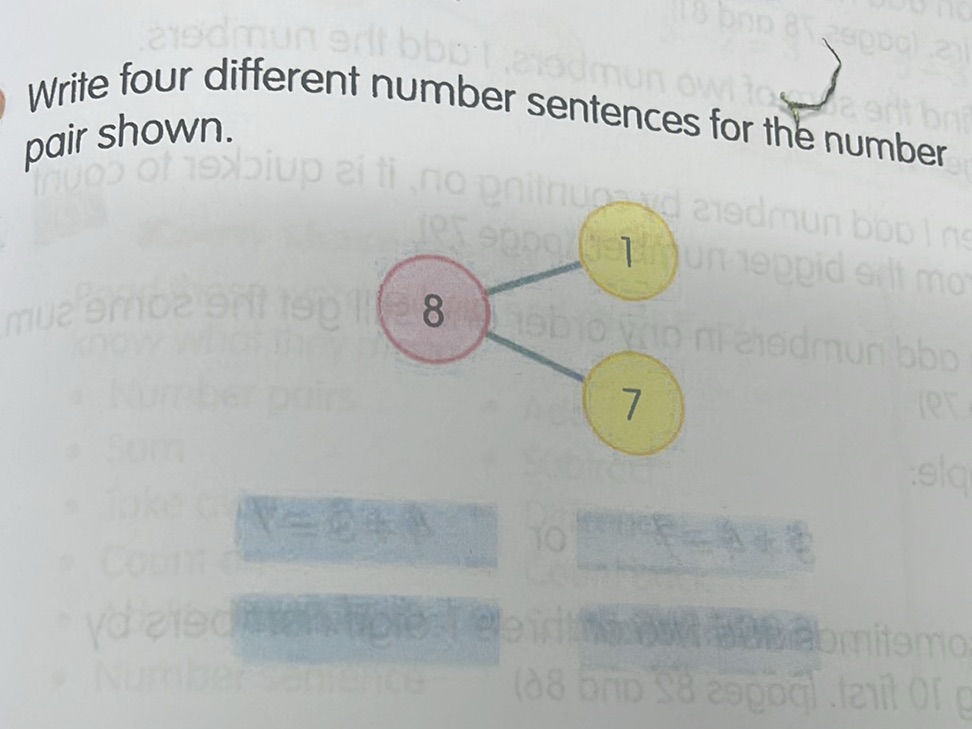 Write four different number sentences for | StudyX