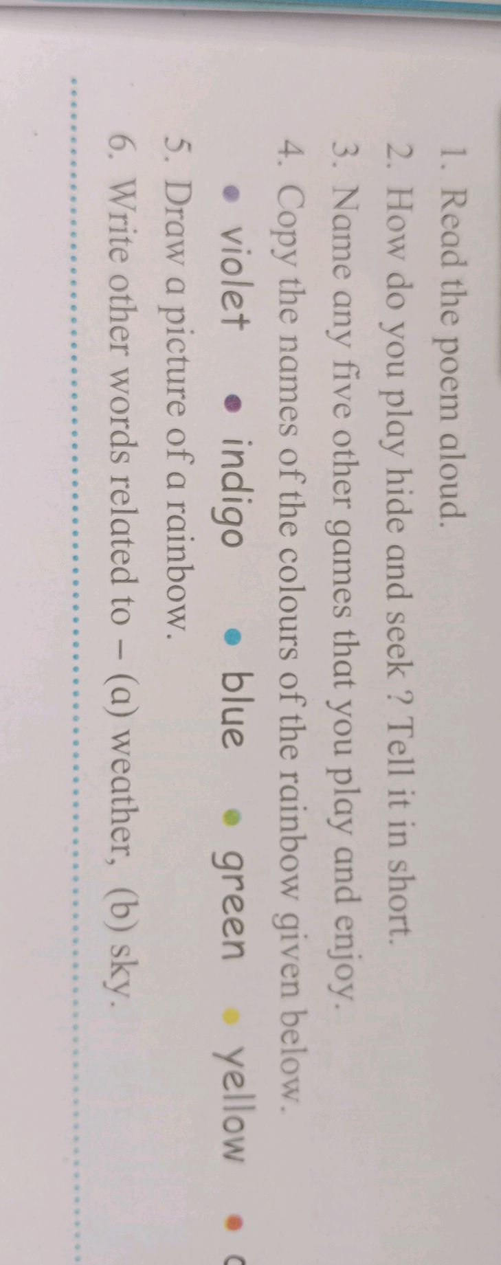 Read the poem aloud. 2. How do you play hide