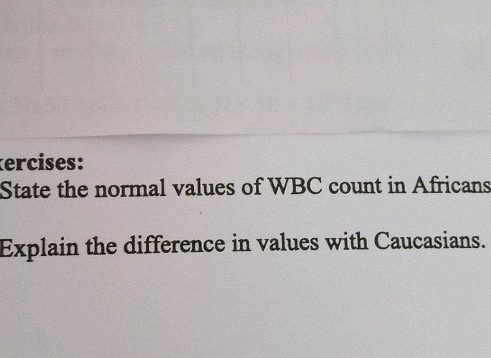 State the normal values of WBC count in