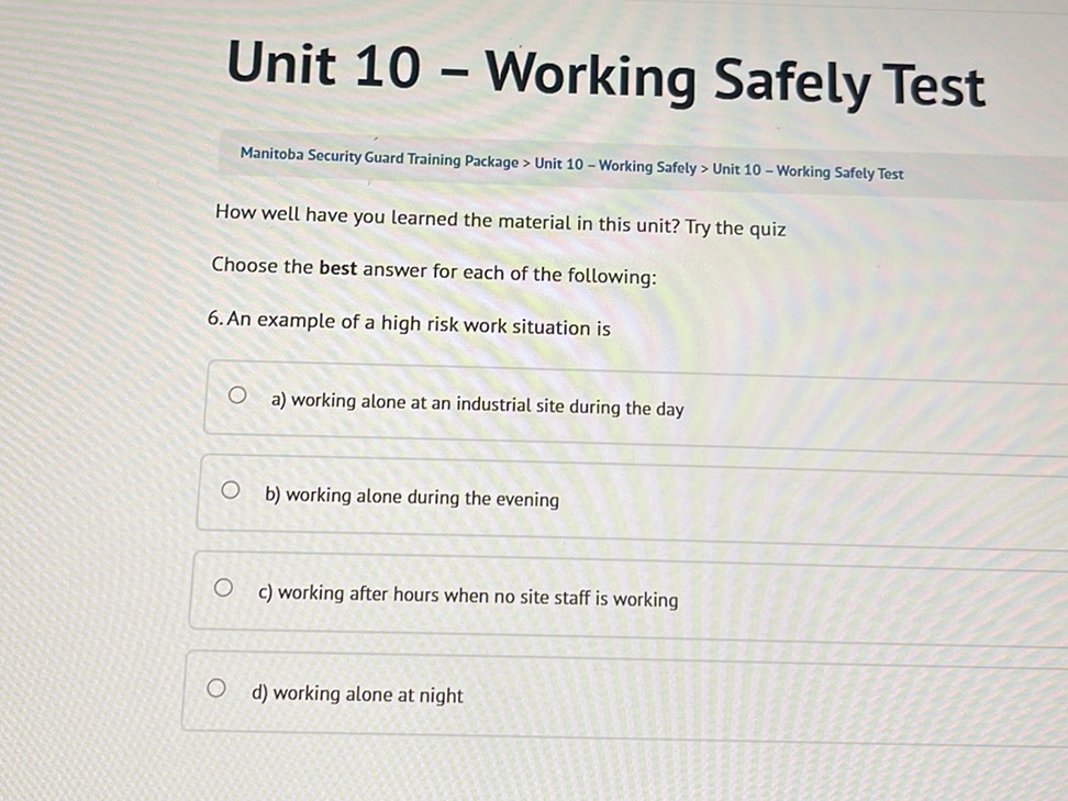 6. An example of a high risk work situation | StudyX