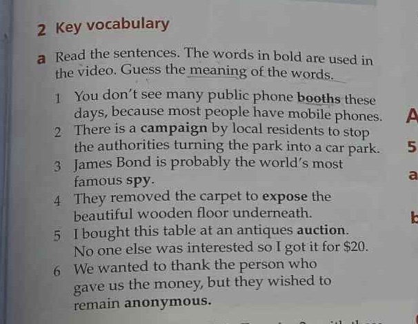2 Key vocabulary a Read the sentences. The | StudyX
