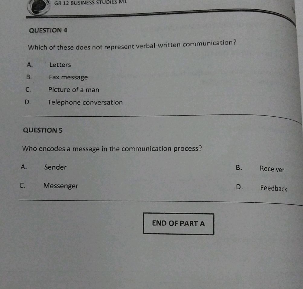 QUESTION 4 Which of these does not represent | StudyX