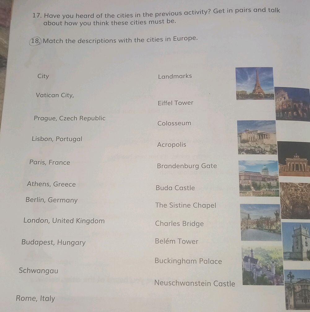 18. Match the descriptions with the cities | StudyX