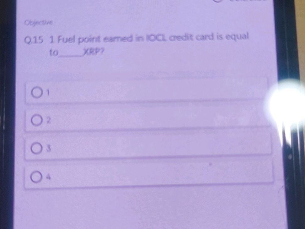 Q.15 1 Fuel point earned in IOCL credit card | StudyX