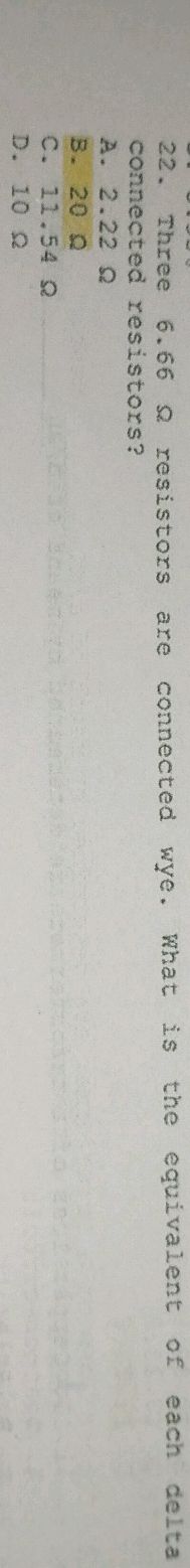 22. Three 6.66 $ $ resistors are connected | StudyX