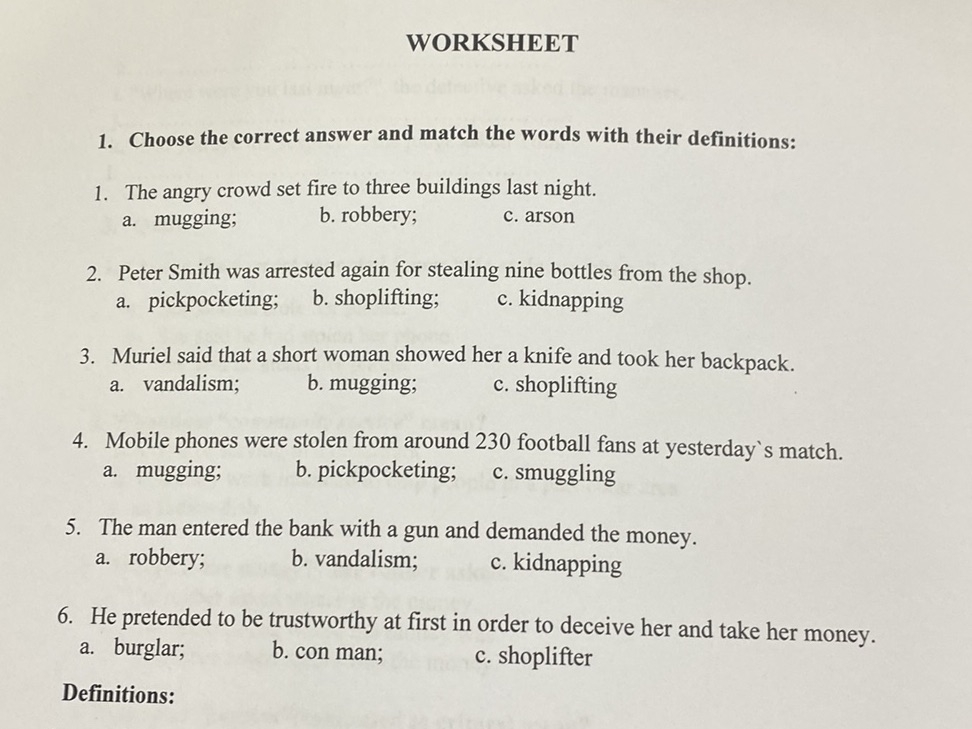 1. Choose the correct answer and match the | StudyX