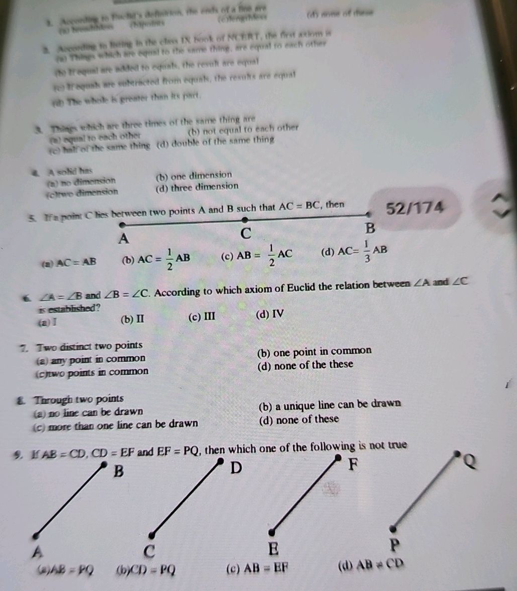 1. According to Euclid's definition, the | StudyX