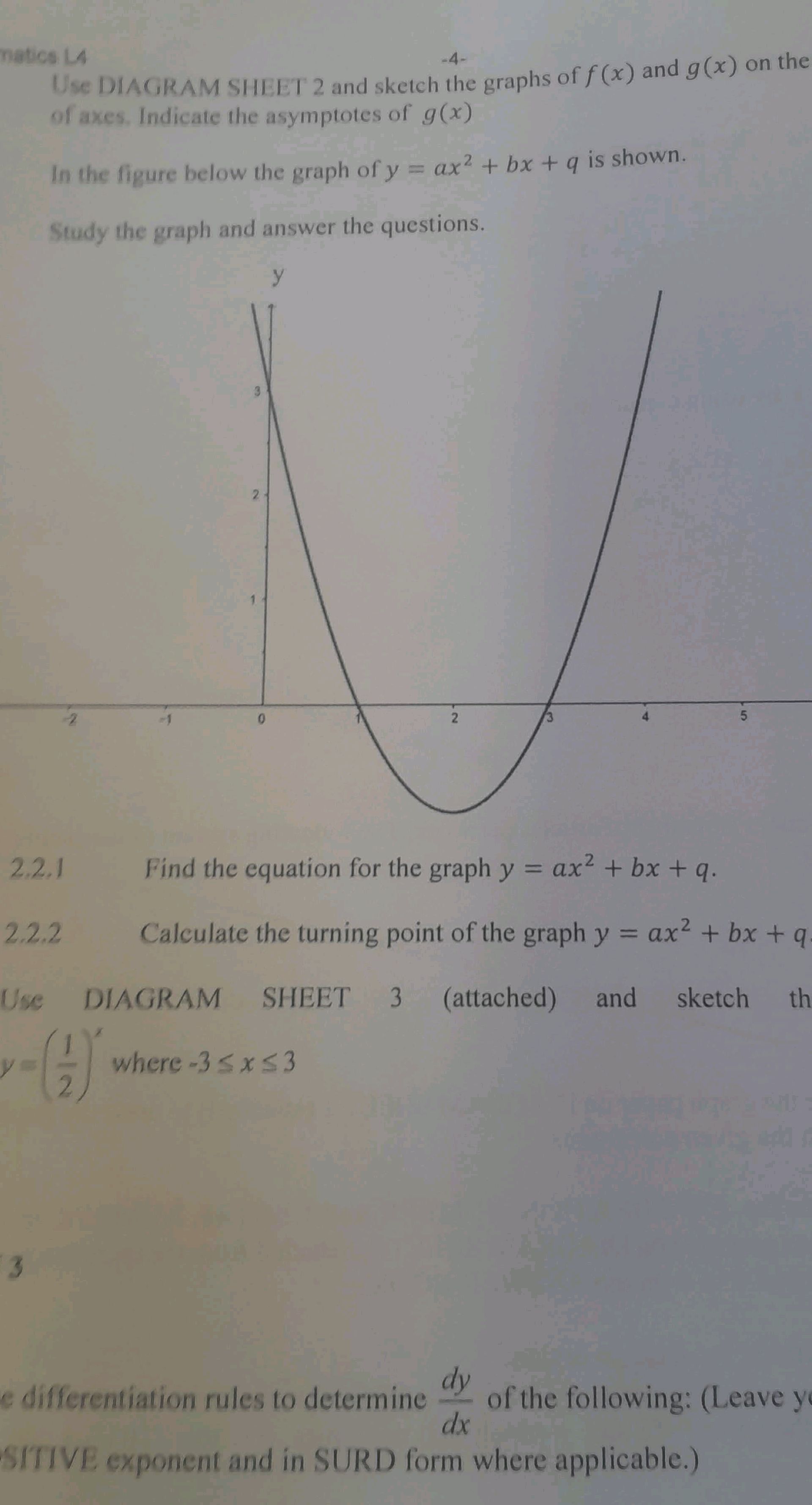 Use DIAGRAM SHEET 2 and sketch the graphs of | StudyX