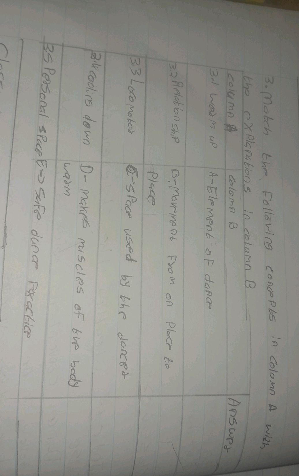 3. Match the following concepts in Column A | StudyX