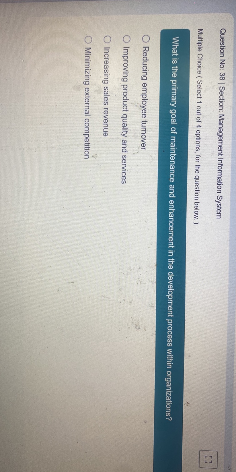What is the primary goal of maintenance and | StudyX