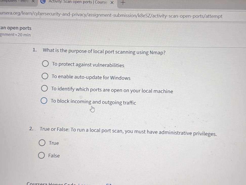 1. What is the purpose of local port | StudyX