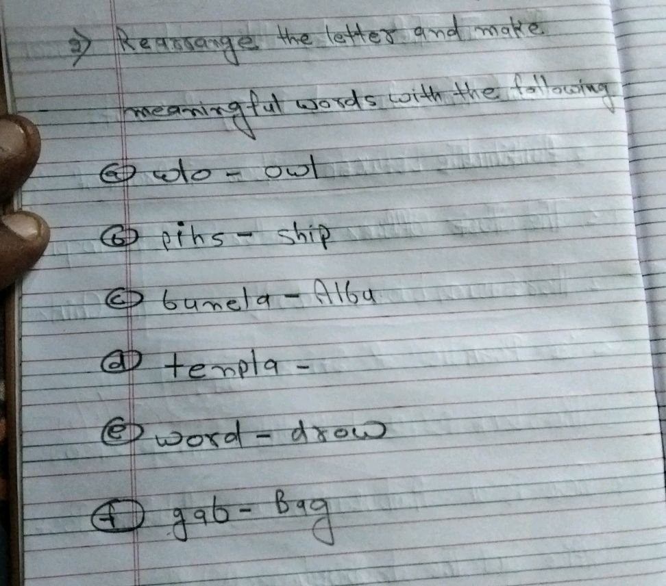 2) Rearrange the letter and make meaningful | StudyX