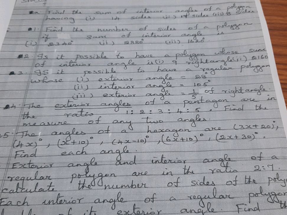 1. Find the sum of interior angles of a | StudyX