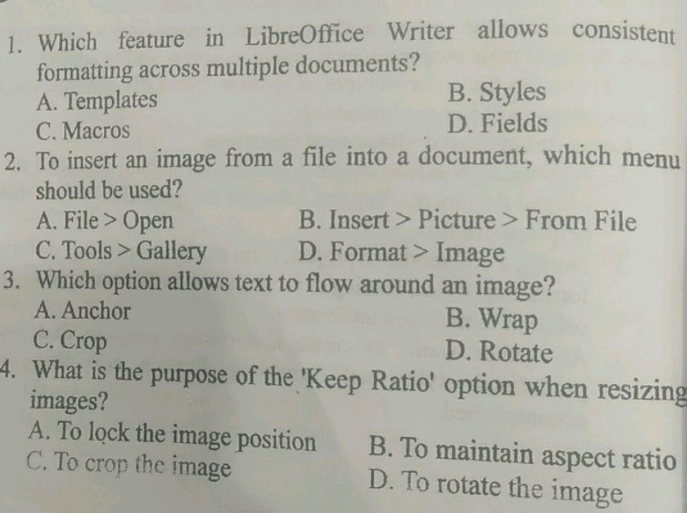 1. Which feature in LibreOffice Writer | StudyX